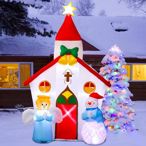 Holiday | New 1 Ft Christmas Inflatable Church With Angel Yard ...